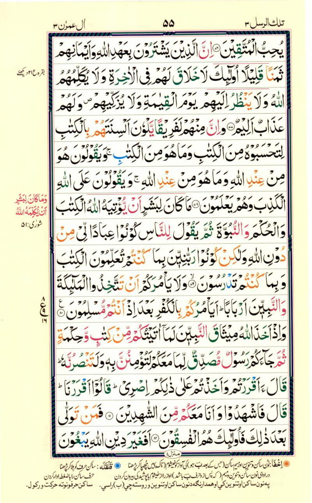 Reading Al Quran Part / Chapter / Siparah 3 Page 55