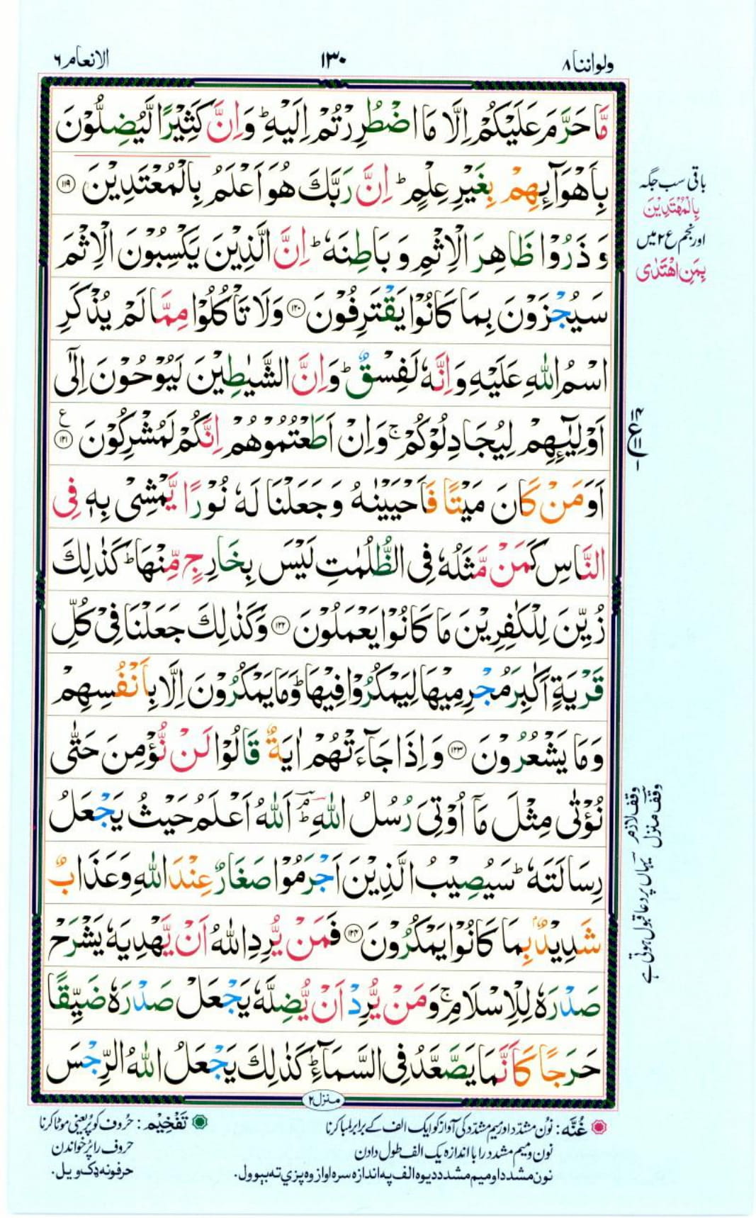 Reading Al Quran Part / Chapter / Siparah 8 Page 130